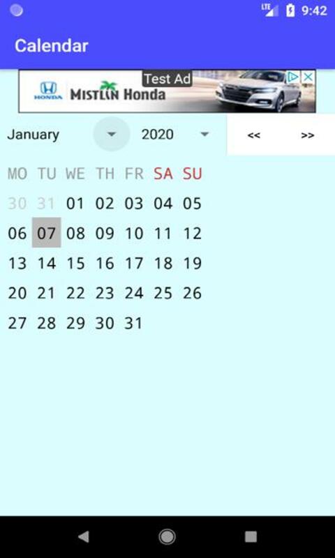 CALENDAR - Months and Days, EASY week view, select YEAR and NEXT or ...