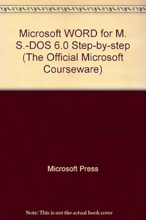 Microsoft WORD for M. S.-DOS 6.0 Step-by-step: Buy Online at Best Price ...