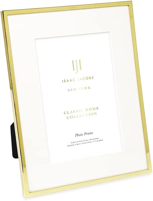 Amazon.com - Isaac Jacobs 6x8 (Matted 4x6) Gold Metal Picture Frame ...