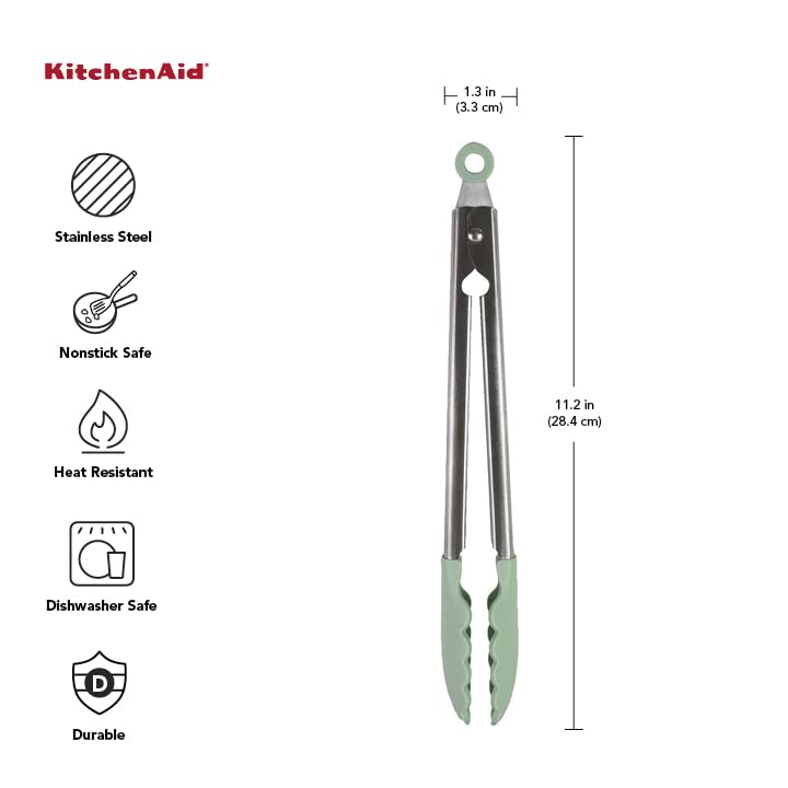 Snapklik.com : KitchenAid Gourmet Silicone-Tipped Stainless Steel Tongs
