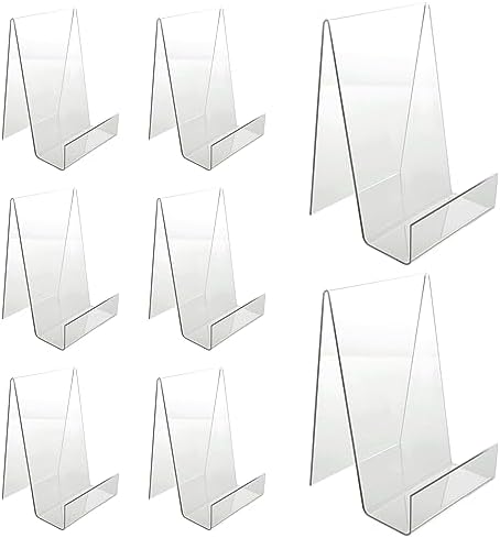 Clear Acrylic Book Stand, hicoosee 10 Pieces Transparent Book Display ...
