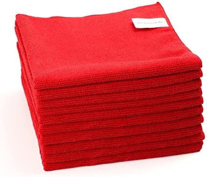 POSHLYF® 300GSM Microfiber Cloth Pack of 10|40x40 cm|Red|Multi-Purpose ...