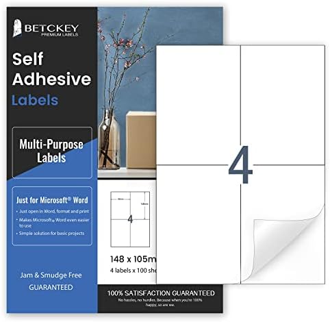 300 Sheets, A4 Sticker Paper Labels, Printable Full Sheet Self Adhesive ...