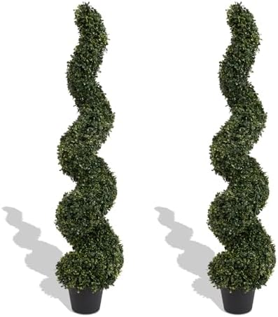 Amazon.com - 4 Ft Artificial Boxwood Spiral Topiary Tree, Fake Greenery ...