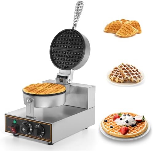 Amazon.com: VEVOR Commercial Waffle Maker, 1230W Round Waffle Baker ...