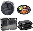 Amazon.com: FRESHPAK Reusable Plastic Plates, 3 Compartment Black ...