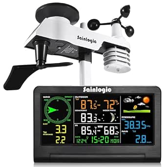 Sainlogic Weather Station Wireless Indoor Outdoor Sensor,Rain Gauge ...