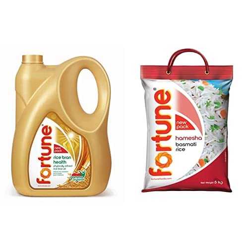 Fortune Rice Bran Health Oil, 5L Jar & FORTUNE HAMESHA 5 Kg : Amazon.in ...