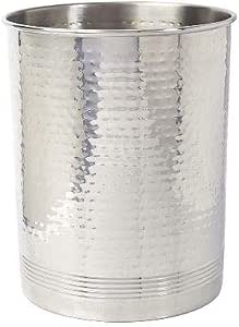 Amazon.com: Wastepaper Bin Compact Round Circular Shiny polish hammered ...