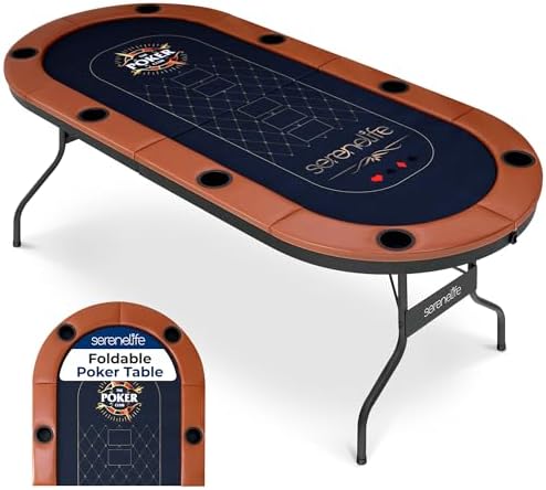 Amazon.com: SereneLife 6ft Foldable Poker Game Table, 8 Player Casino ...