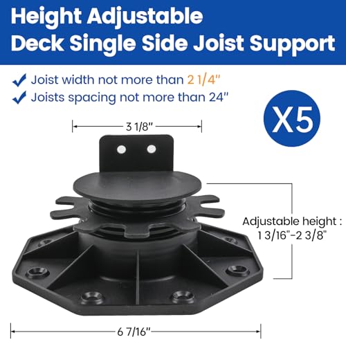 Snapklik.com : 5Pack Adjustable Deck Support Pedestal Paver Flooring ...