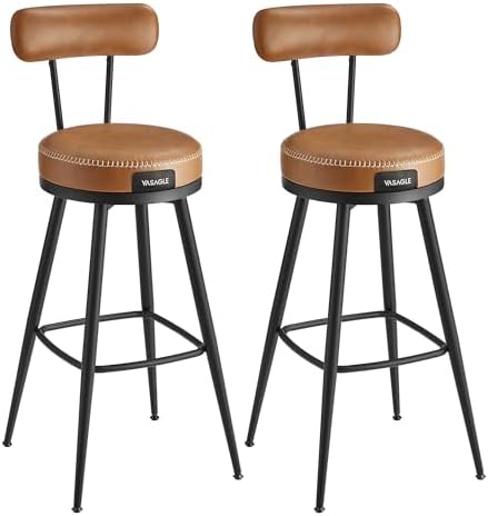 VASAGLE EKHO Collection - 360° Swivel Bar Stools Set of 2, Counter Bar ...