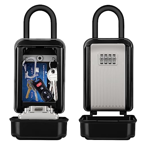 TEUEN Key Lock Box Outdoor with Removable Shackle, Waterproof Key Safe ...