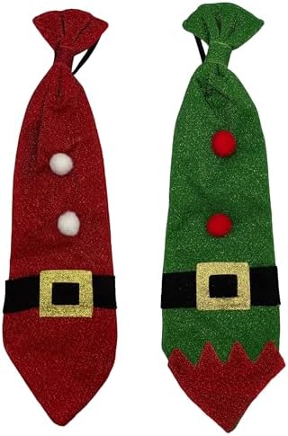 SwiftPick Home Christmas Novelty Ties, 2 Pack, Santa and Elf Design ...