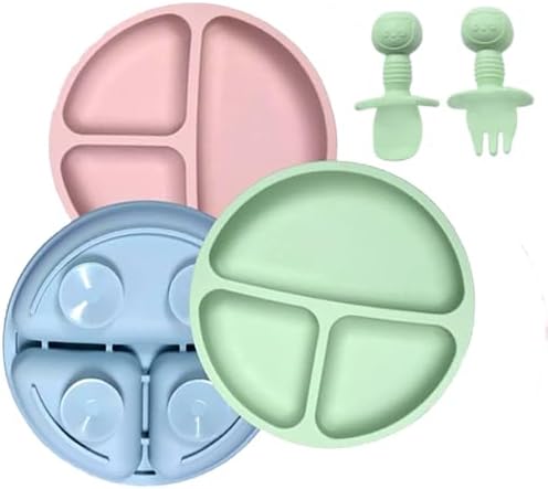 SilverStar Baby Suction Plates 3X Pack Silicone Baby Weaning Plate ...