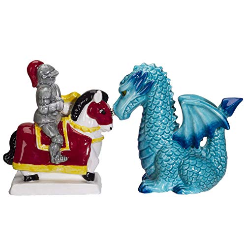 Pacific Giftware Knight on Horse & Dragon Ceramic Salt and Pepper ...