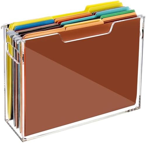 DINGHUO Acrylic Hanging File Organizer Box, File Holder with Handles ...
