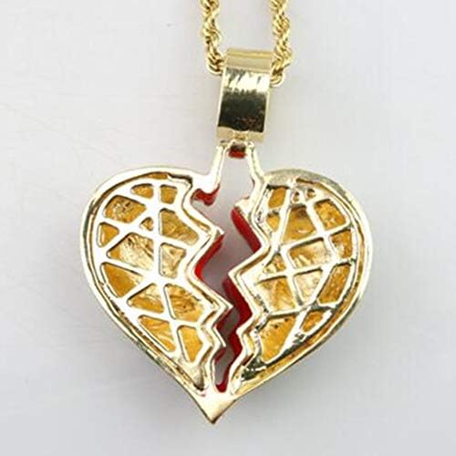 Aland Fashion Unisex Broken Heart Pendant Rhinestone Couple Chain ...