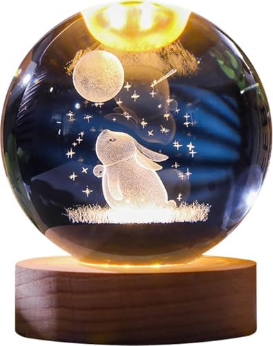 Buy Hamsa 3D Crystal Ball Lamp with LED Wooden Base - Solar System ...