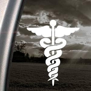 Amazon.com: Sassy Stickers Caduceus Snake Medical Emblem White Sticker ...