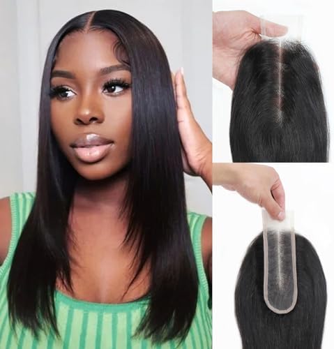 Amazon.com : 2x6 Lace Closure Human Hair Straight Long Deep Parting KIM ...
