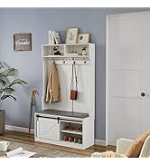 Amazon.com: mikibama Hall Tree with Padded Storage Bench, Farmhouse ...