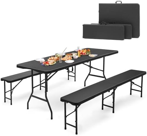 Sekey Bierzeltgarnitur Klappbar, Kunststoff Biertischgarnitur 180cm, 3 ...