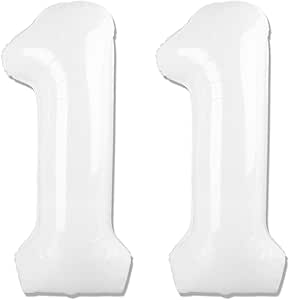 Amazon.com: IWERP White Number 11 Balloon 40 inch, 11 Number Balloons ...