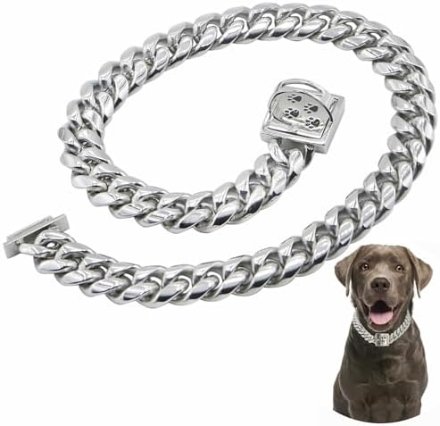 Amazon.com : QICHENMAO Stainless Steel Dog Chain Collar Heavy Duty 15MM ...