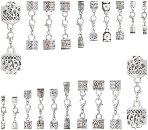 PH PandaHall 10 Styles Leather Cord End Caps 20 Sets Rope End Caps with ...