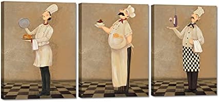 Amazon.com: Set of 4 Happy French Chef Kitchen Prints Le Chef Cook by ...