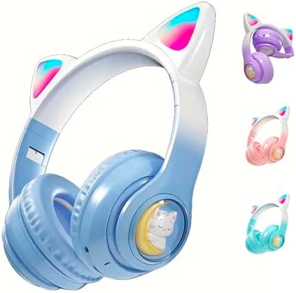 Headset Fone de ouvido Bluetooth com Orelhas de Gato Gatinho LED RGB ...