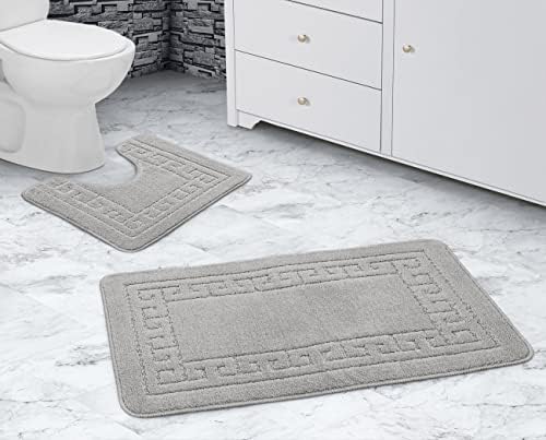 La Maison Bathroom Rug Set 2 Piece Greek Key Scroll Non Slip Bath Mat ...