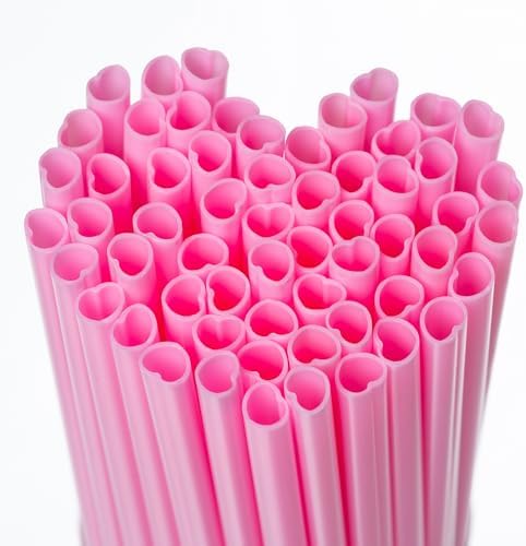 Amazon.com: Pickmesh 100 Pieces 100 Pieces Valentine Straws Heart ...