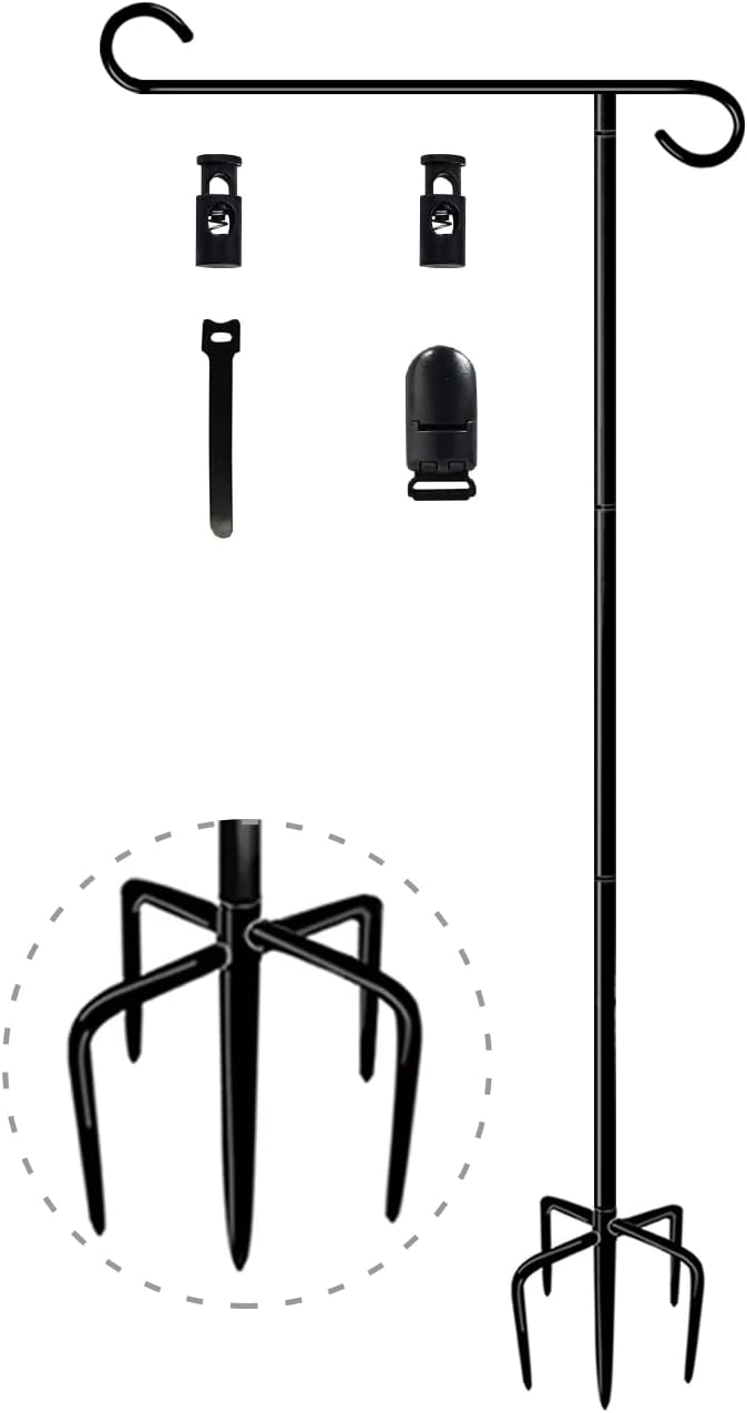 Amazon.com : Wrought Iron Black Garden Flag Stand 40"H Briarwood Lane ...