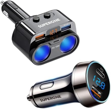 Amazon.com: Bundle SUPERONE 200W 2-Socket Cigarette Lighter Splitter ...