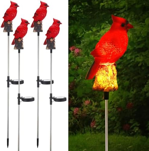 Amazon.com: Cardinal Decor Garden Stake,Solar Metal Red Cardinal ...