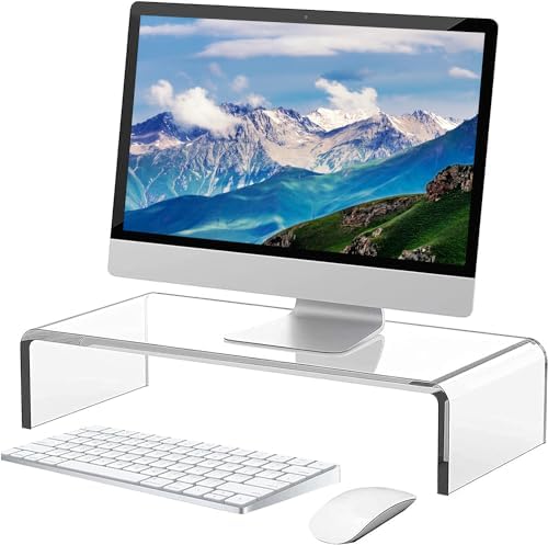 AMT Premium Acrylic Clear Monitor Stand - Laptop/PC/Multimedia Riser ...