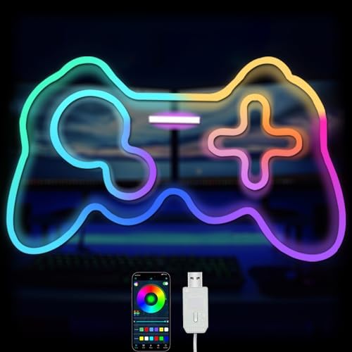 Vicloon Gamer Neon Sign, Gamepad Controller Shape Neon Sign Lights ...