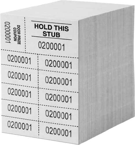 Amazon.com : Auction Tickets - 500 Sheets - 10 Numbers per Sheet (White ...