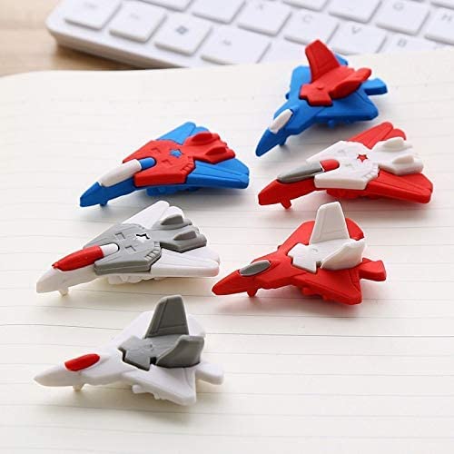 AK Store (Set of 12) 3D Fighter Plane Shape Rubber Pencil Erasers ...