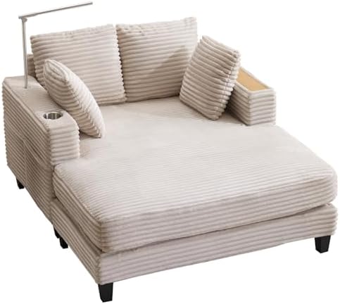 Amazon.com: AEDI Oversized Chaise Lounge Chair with Reading Light & USB ...