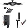 VANFOXLE Shower Faucet Set Matte Black Shower System,Push Button Diverter Shower Faucet with 2 ...
