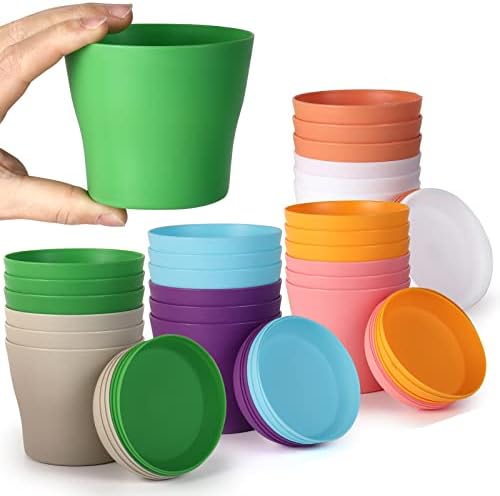 T4U 4.25 Inch Plastic Round Succulent Planters with Saucers, Durable ...