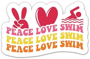 Amazon.com - Peace Love Swim Stickers - 2 Pack - Waterproof Vinyl for ...