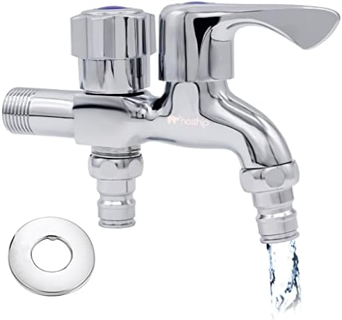 HASTHIP® 2 in 1 Brass Dual Tap for Washing Machine, Two Way Tap for ...
