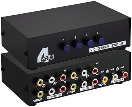Amazon.com: 4-Port AV Switch RCA Audio Video Switcher Selector 4 in 1 ...