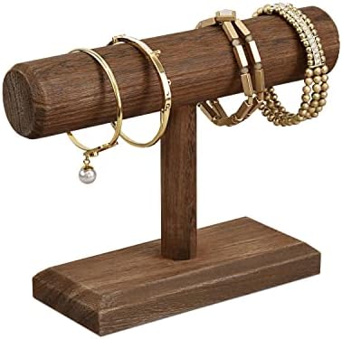 Amazon.com: Cregugua 2 Tier Jewelry Display Tower Rustic Wood Stand for ...