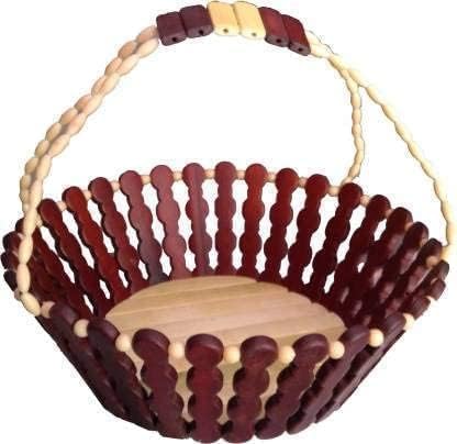 Amazon.com: Round Wooden Basket Tokri for Fruit/Vegetable, Kitchen/Home ...
