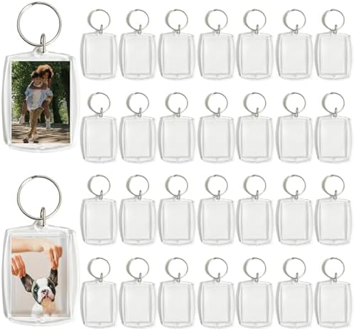 Amazon.com: BRT Bearingshui 50pcs Pendant Picture Frame Keyrings, Clear ...